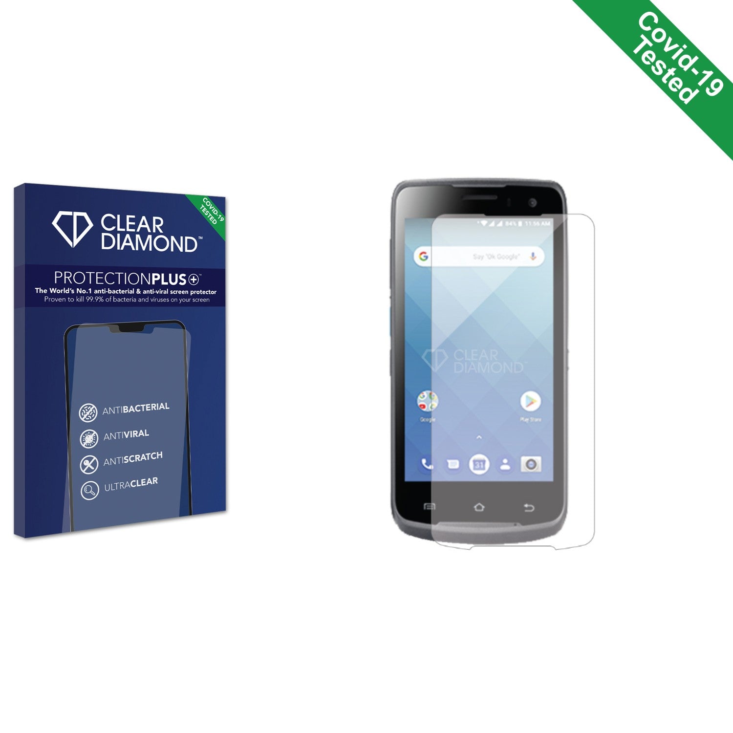 Clear Diamond Anti-viral Screen Protector for Unitech EA500P Plus - ScreenShield