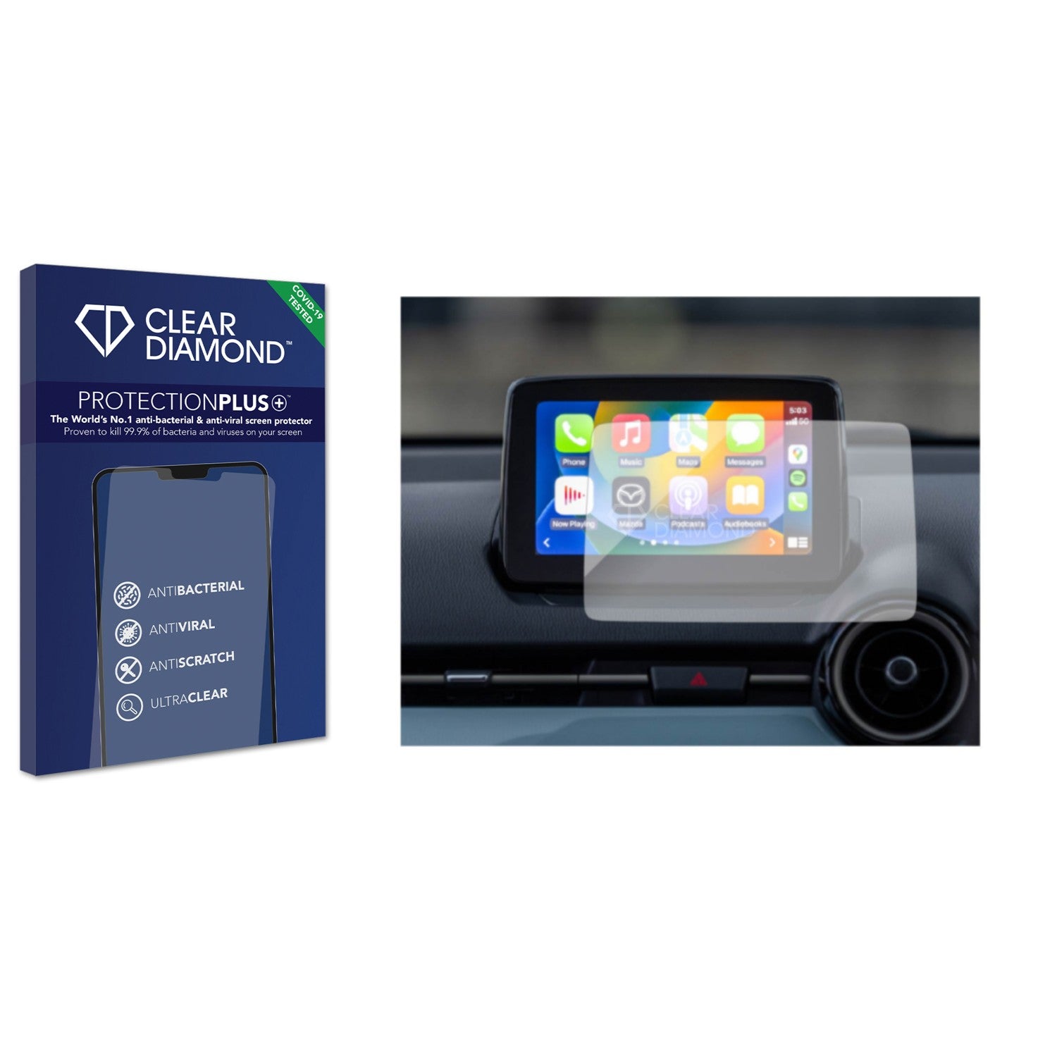 Clear Diamond Anti-viral Screen Protector for Mazda 2 BJ 2024 - ScreenShield