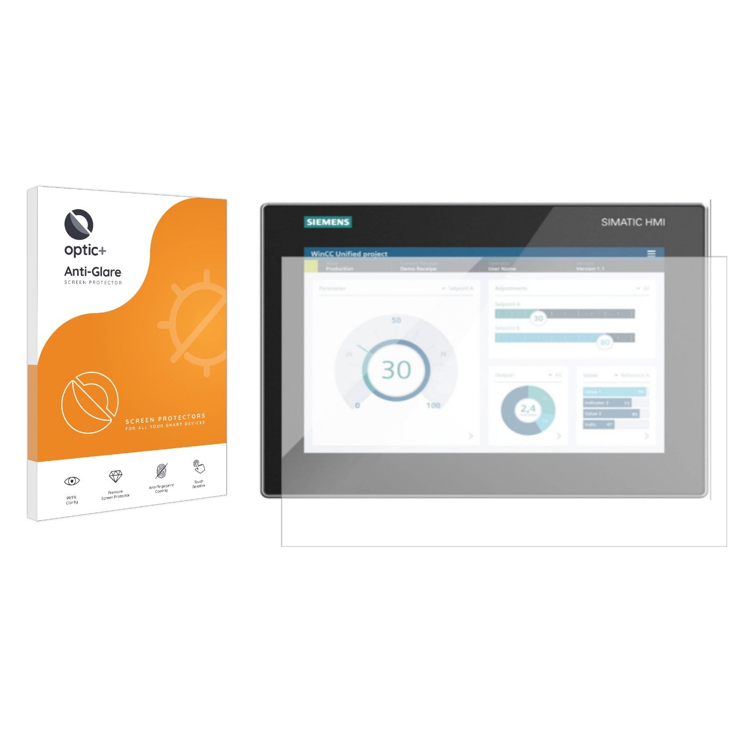Optic+ Anti-Glare Screen Protector for Siemens Simatic HMI MTP1200 ...