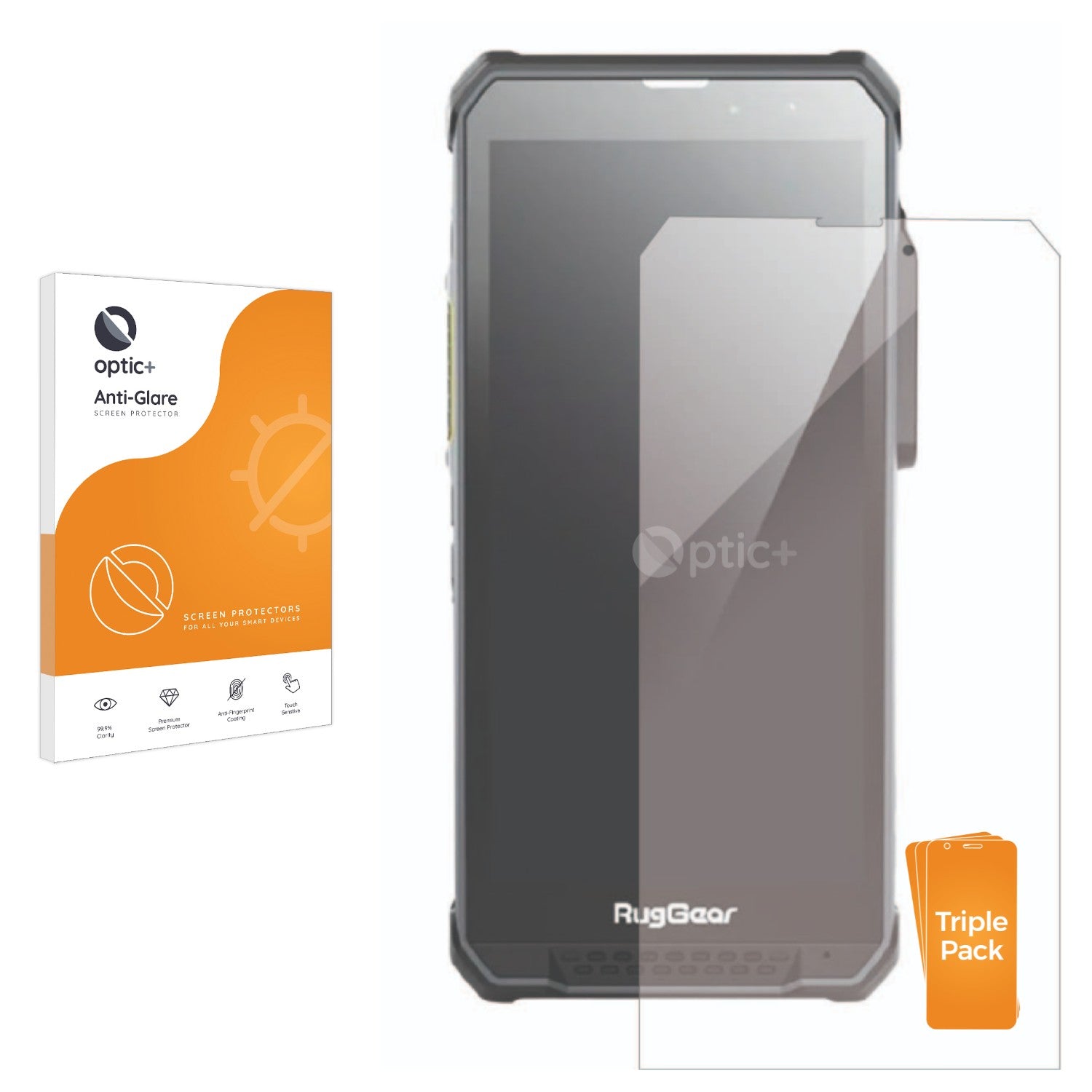 3pk Optic+ Anti-Glare Screen Protectors for RugGear RG880 - ScreenShield