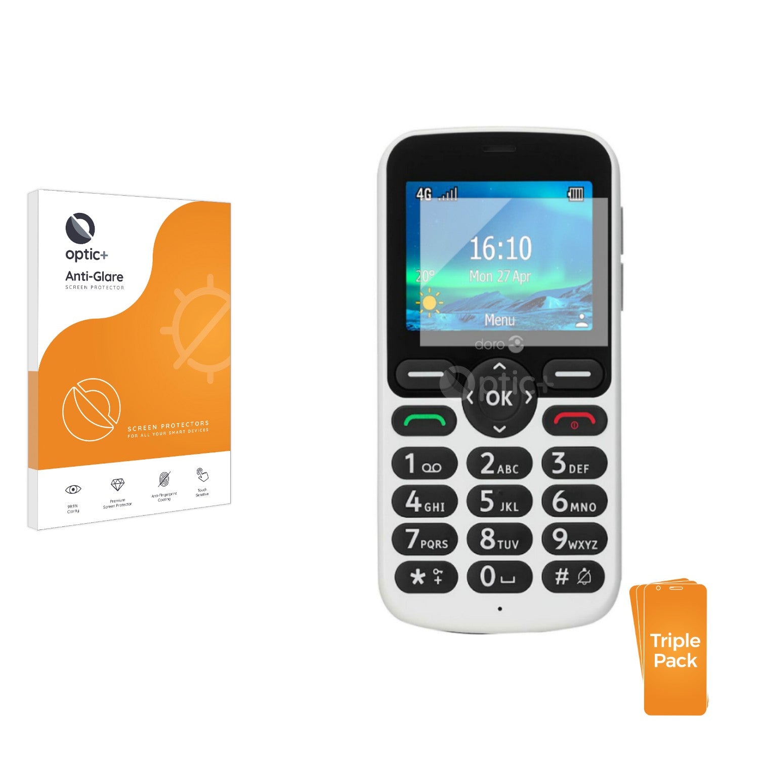 3pk Optic+ Anti-Glare Screen Protectors for Doro 5860 - ScreenShield