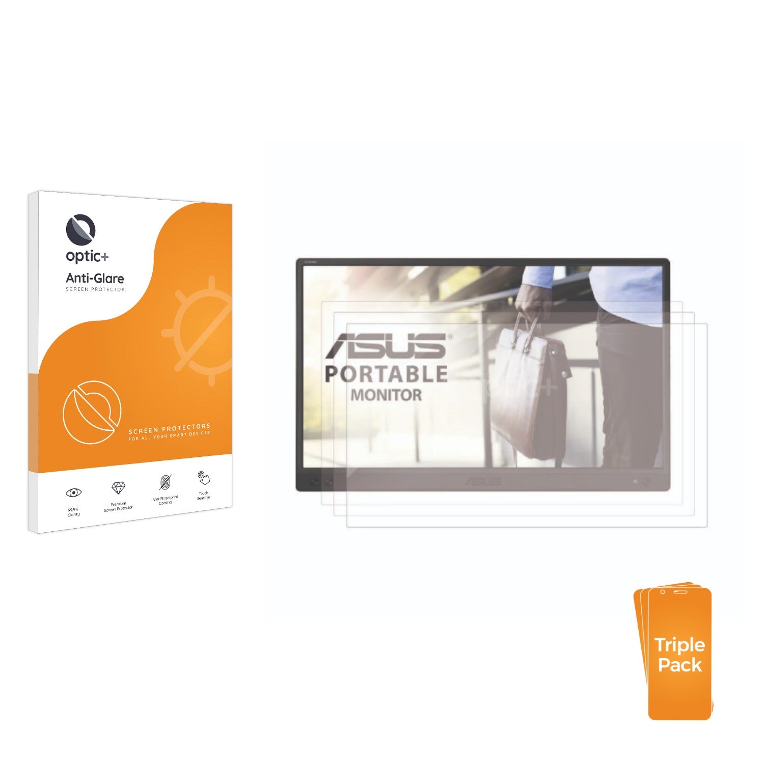 3pk Optic+ Anti-Glare Screen Protectors for ASUS ZenScreen MB166C ...