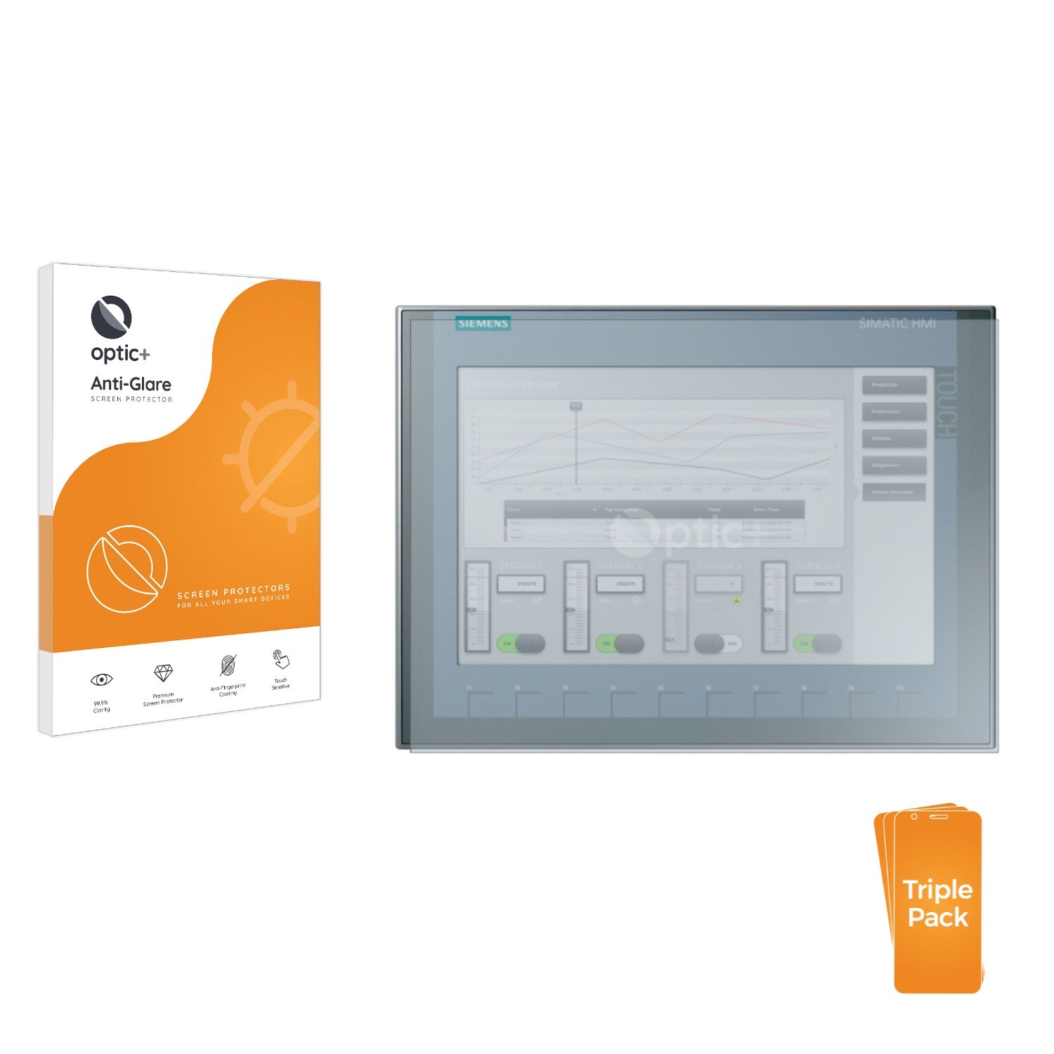 3pk Optic+ Anti-Glare Screen Protectors for Siemens Simatic HMI KTP ...