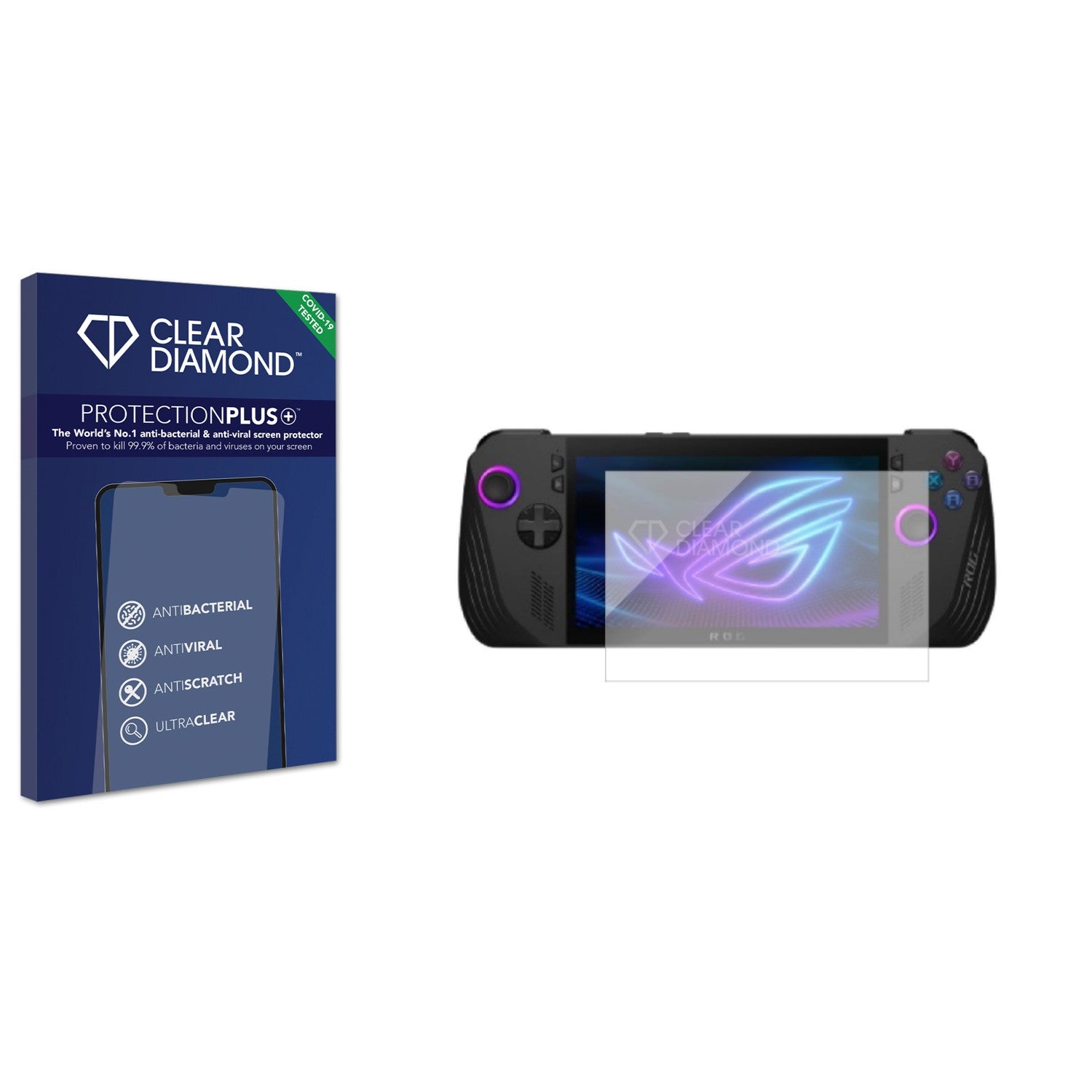 Clear Diamond Anti-viral Screen Protector for ASUS ROG Ally X (2024 ...