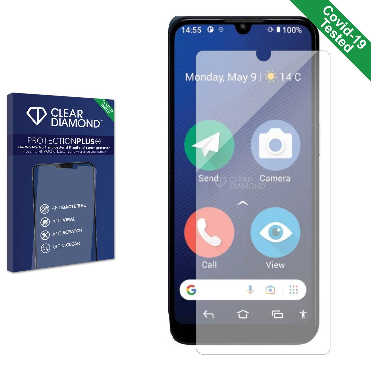 Clear Diamond Anti-viral Screen Protector for Doro 8210 - ScreenShield