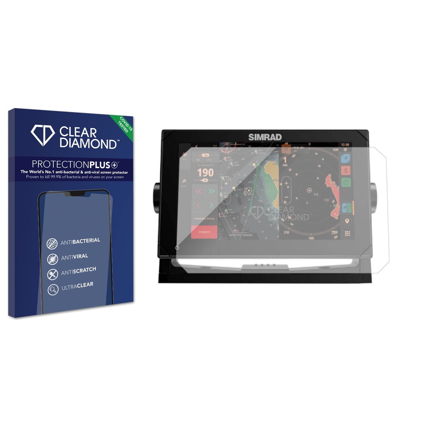Clear Diamond Anti-viral Screen Protector for Simrad NSX 3009 Sounder 9 ...