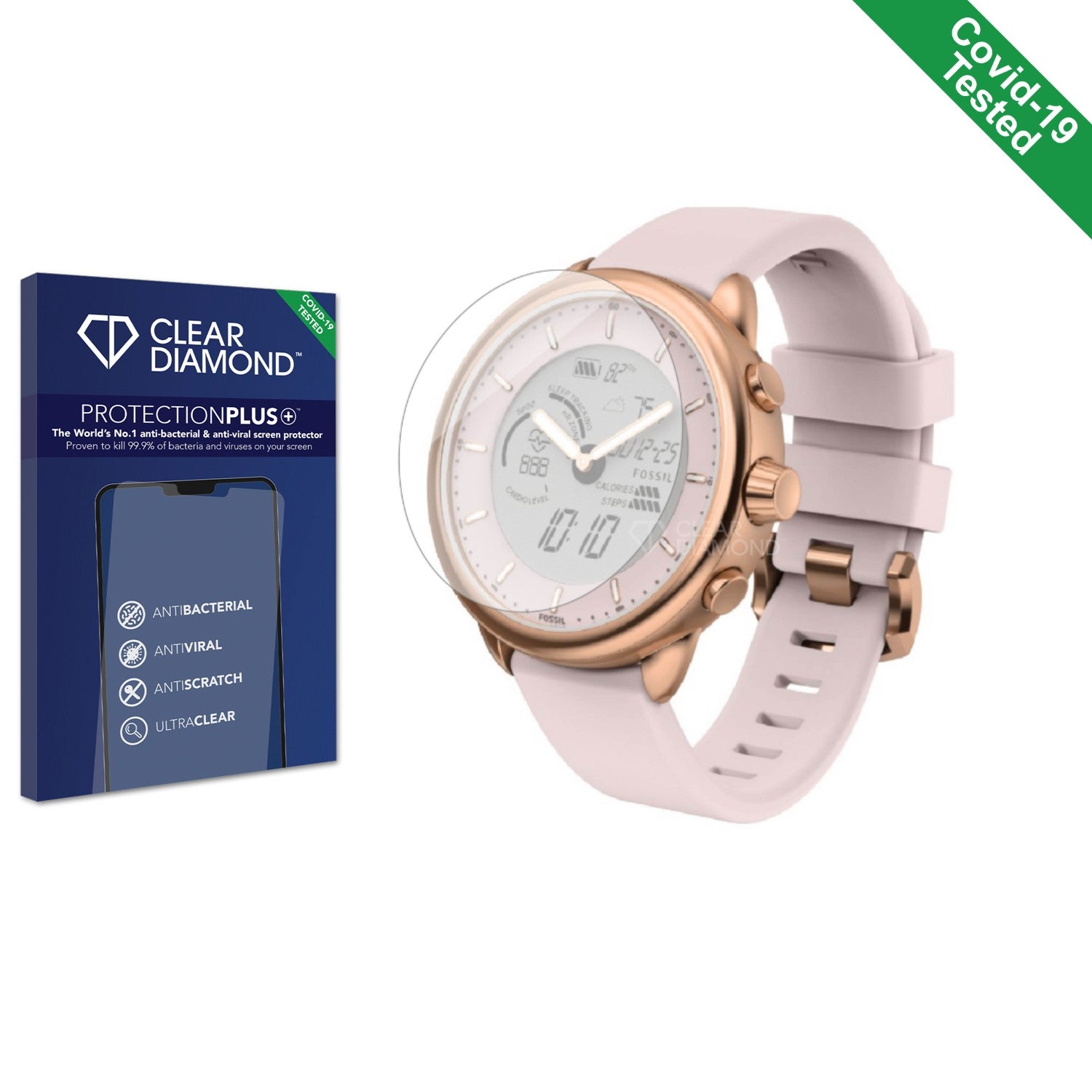 Clear Diamond Anti-viral Screen Protector for Fossil Smartwatch ...