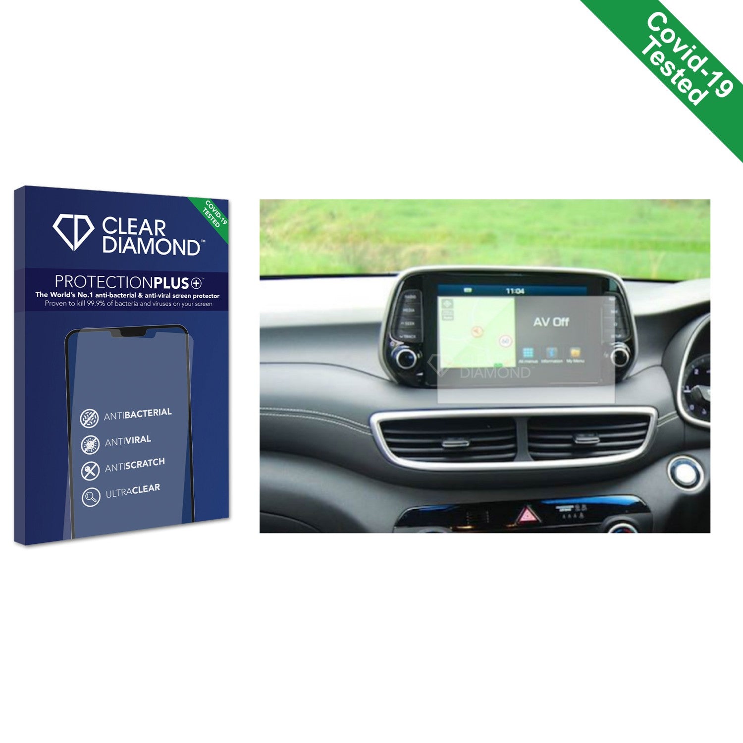 Clear Diamond Anti-viral Screen Protector for Hyundai Tucson 48V 2019 ...