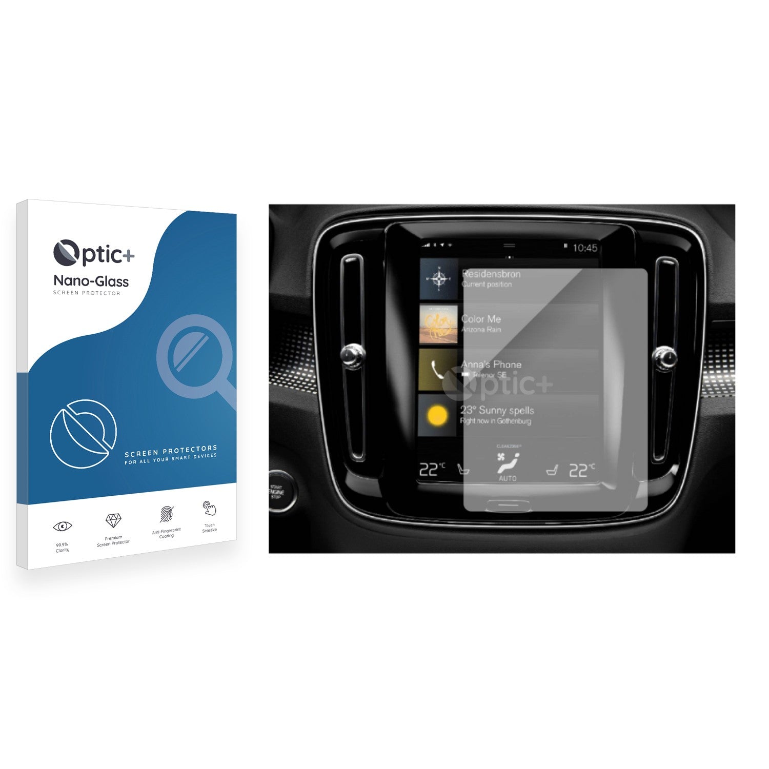 Optic+ Nano Glass Screen Protector for Volvo XC40 Sensus (8.7 ...