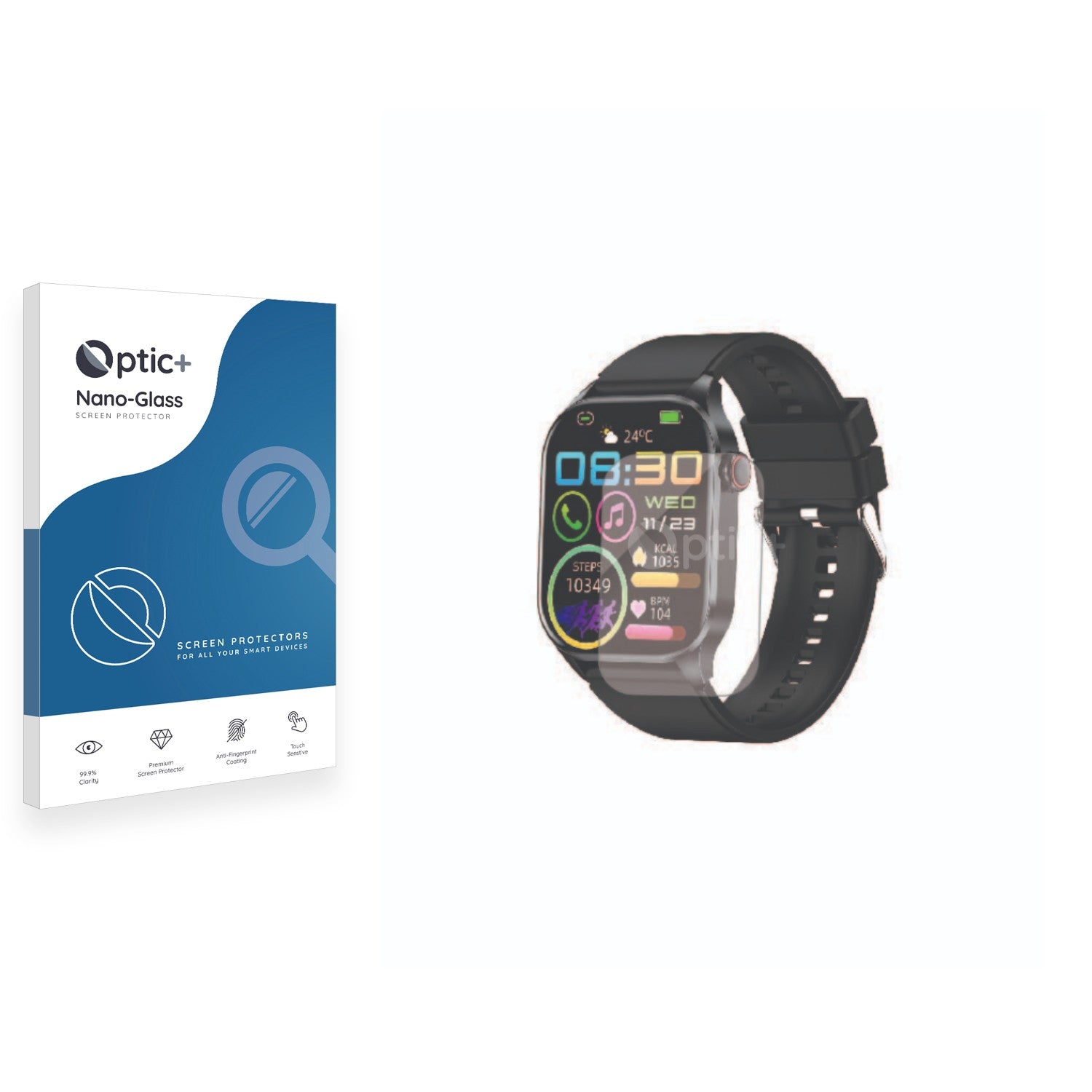 Optic+ Nano Glass Screen Protector for Smartwatch T98 2.04" - ScreenShield