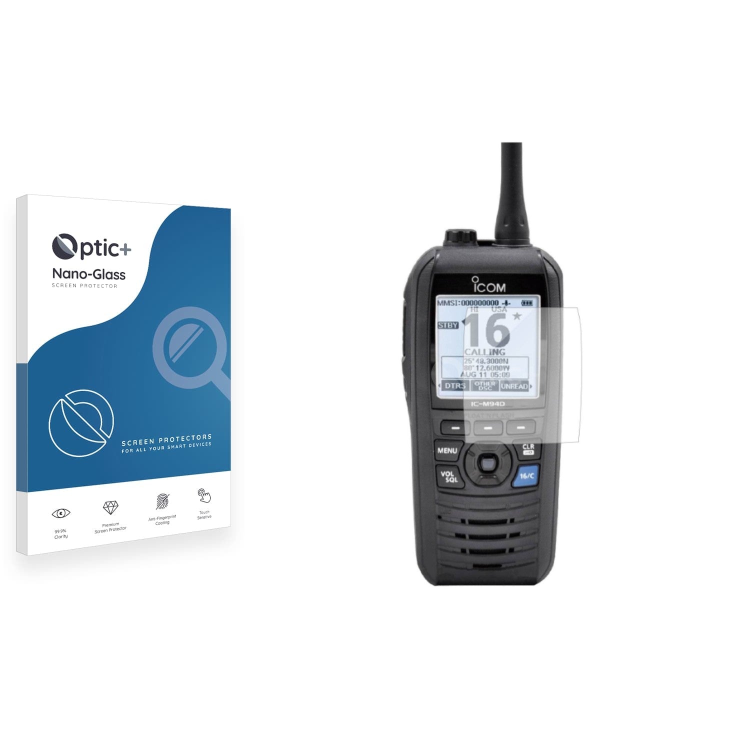 Optic+ Nano Glass Screen Protector for Icom IC-M94D - ScreenShield