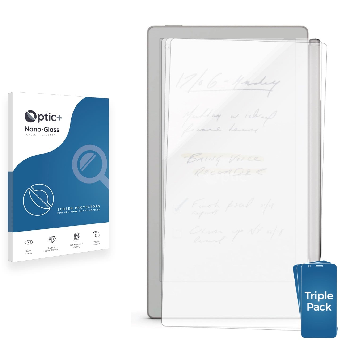 3pk Optic+ Nano Glass Screen Protectors for reMarkable Paper Pro Move ...