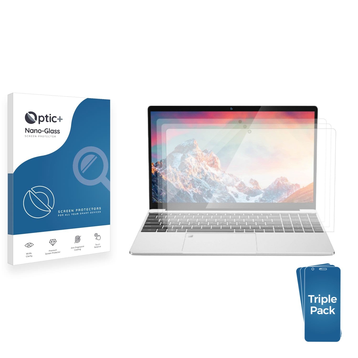 3pk Optic+ Nano Glass Screen Protectors for Ninkear N15 Air - ScreenShield