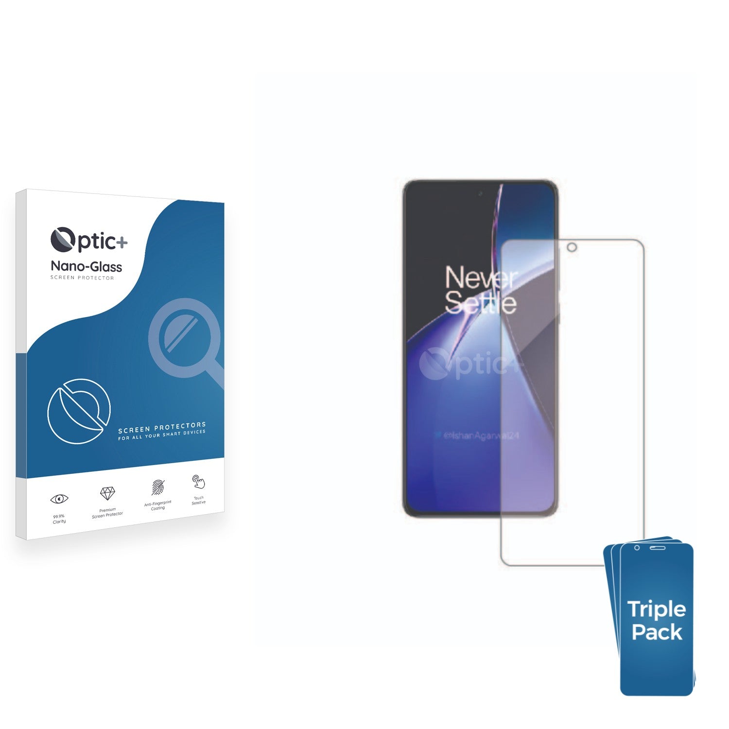 3pk Optic+ Nano Glass Screen Protectors for OnePlus Nord CE4 - ScreenShield