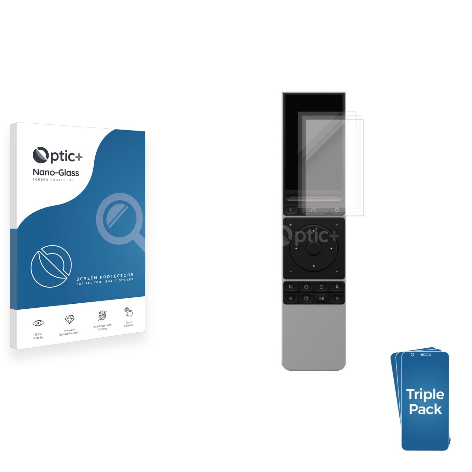 3pk Optic+ Nano Glass Screen Protectors for Unfolded Circle Remote 3 ...