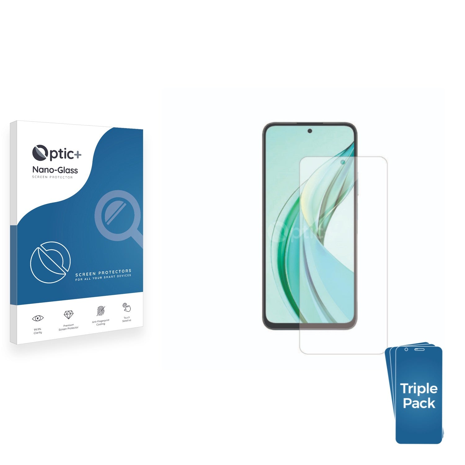 3pk Optic+ Nano Glass Screen Protectors for Honor 90 Smart - ScreenShield