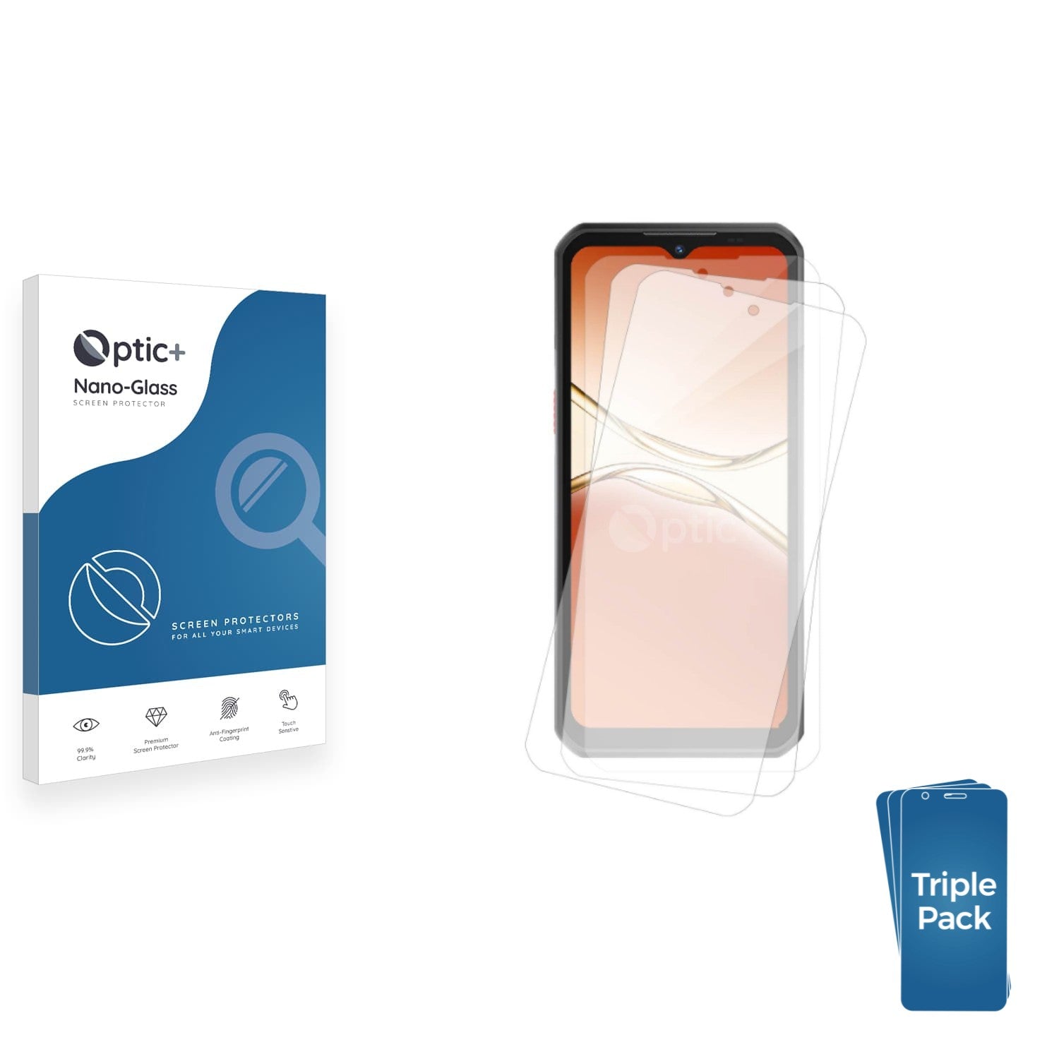3pk Optic+ Nano Glass Screen Protectors for Oukitel WP55 Pro - ScreenShield