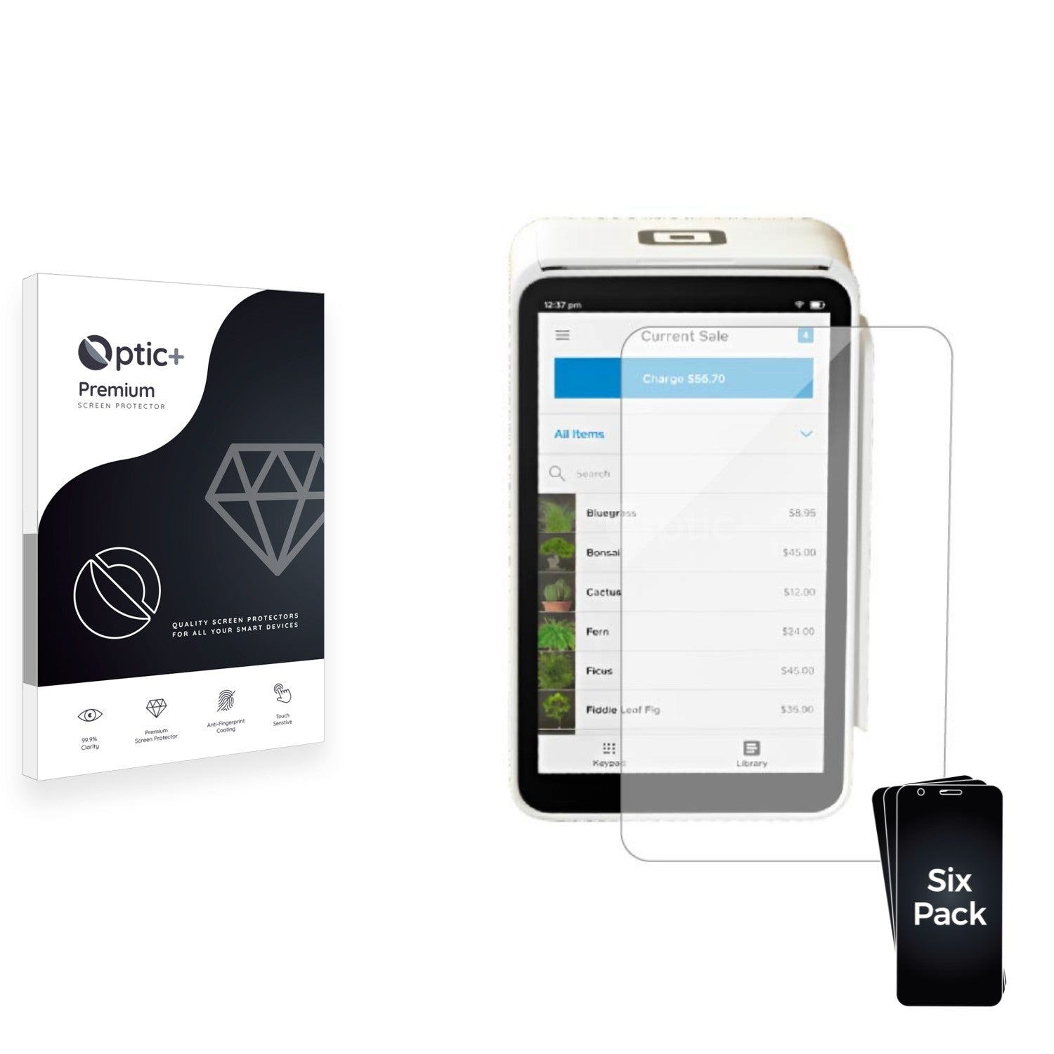 6pk Optic+ Premium Film Screen Protectors for Square Terminal ...