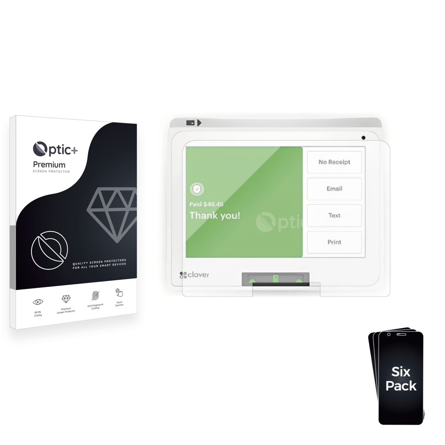 6pk Optic+ Premium Film Screen Protectors for Clover Mini Terminal 3 ...