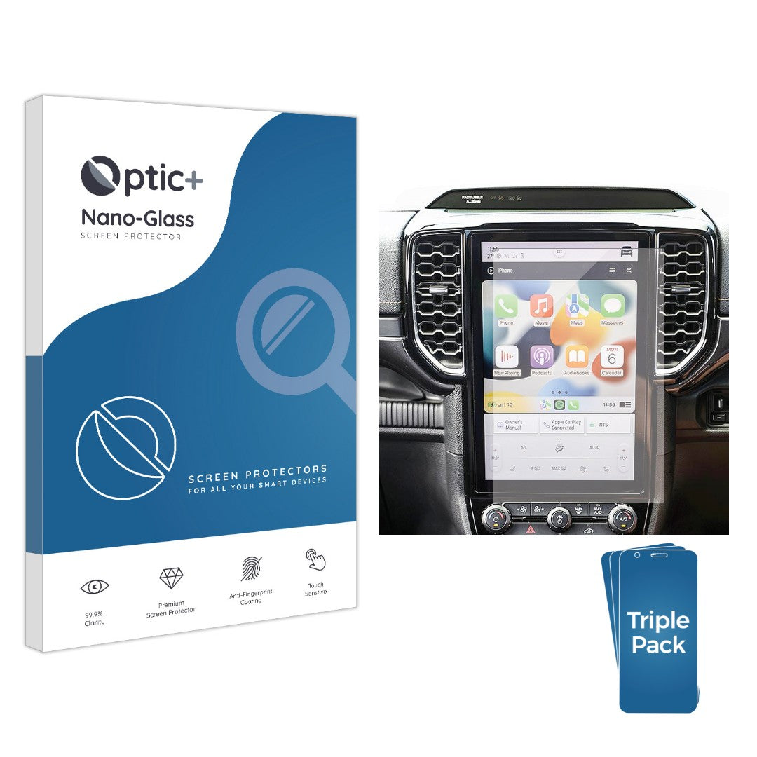 3X Optic+ Nano Glass Screen Protector for Ford Ranger Next Gen Wildtrak ...